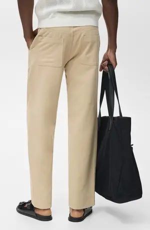 Mango Cotton & Linen Straight Leg Jeans - Beige