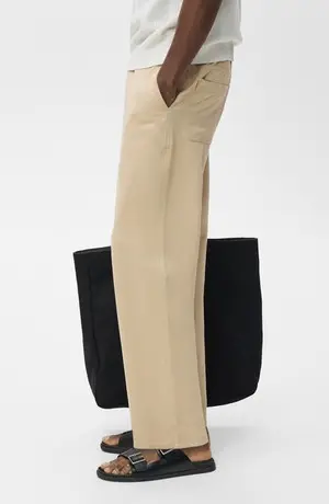 Mango Cotton & Linen Straight Leg Jeans - Beige