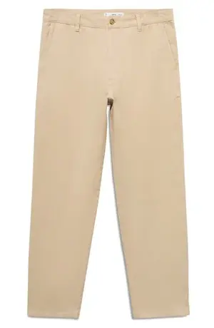Mango Cotton & Linen Straight Leg Jeans - Beige