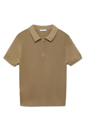 Mango Openwork Zip Polo