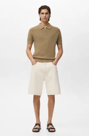 Mango Openwork Zip Polo