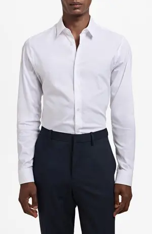 Mango Slim Fit Cotton Button-up Shirt - White