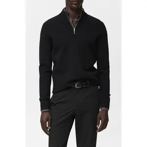 Mango Quarter Zip Sweater - Black