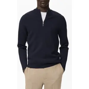 Mango Quarter Zip Sweater - Navy