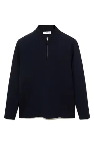 Mango Quarter Zip Sweater - Navy