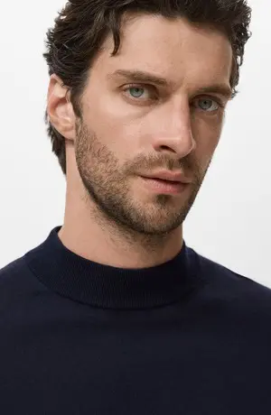 Mango Turtleneck Wool Sweater - Navy