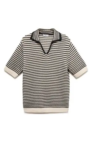 Mango Stripe Open Stitch Cotton Polo