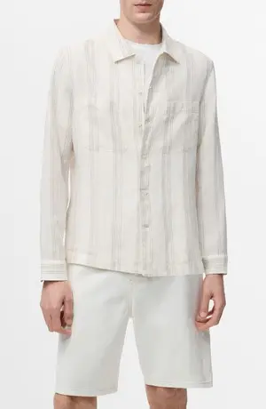 Mango Stripe Linen Overshirt
