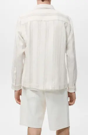 Mango Stripe Linen Overshirt