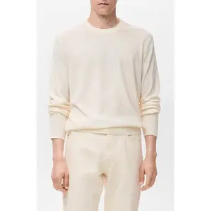 Mango Finely Knit Crewneck Sweater - Ivory White