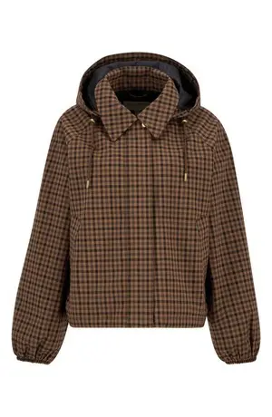 Barbour Audrey Check Showerproof Hooded Bomber Jacket