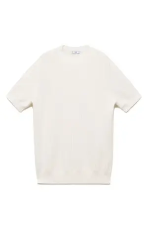 Mango Textured Cotton Knit T-shirt - Off White
