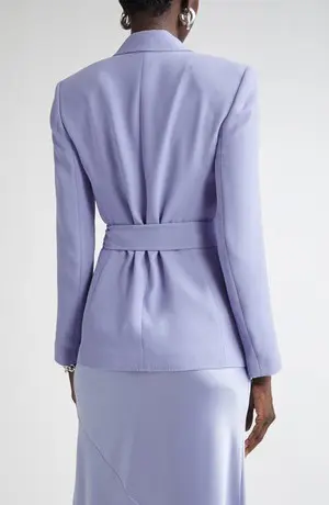 St. John Belted Satin Back Crepe Wrap Jacket