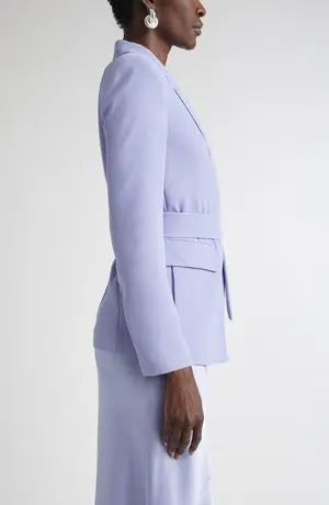 St. John Belted Satin Back Crepe Wrap Jacket