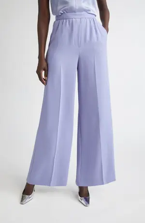 St. John Satin Back Crepe Wide Leg Pants - Iris