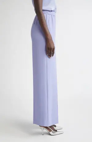 St. John Satin Back Crepe Wide Leg Pants - Iris