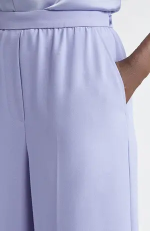 St. John Satin Back Crepe Wide Leg Pants - Iris