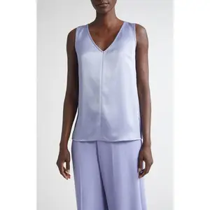 St. John Liquid Satin V-neck Tank