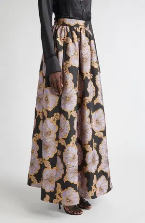 St. John Floral Jacquard Maxi Skirt