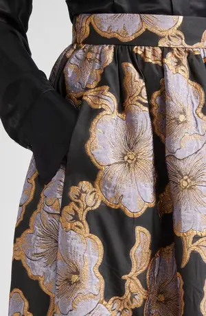 St. John Floral Jacquard Maxi Skirt