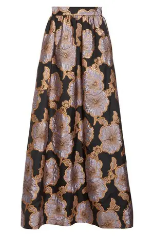 St. John Floral Jacquard Maxi Skirt