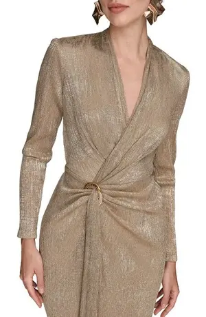 navy blue dress for baby girl Donna Karan Women's Metallic Brocade Gown main image 1