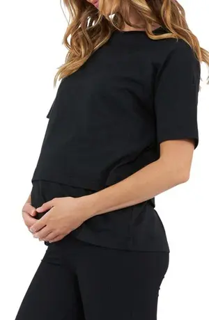 RIPE MATERNITY Claud Cotton Blend Maternity/nursing T-shirt - Black