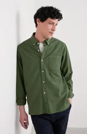 SEASALT CORNWALL Janken Solid Organic Cotton Button-down Oxford Shirt