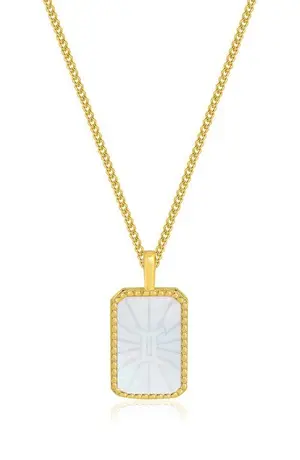 LA MENO Zodiac Double Sided Pendant Necklace - Gold Gemini