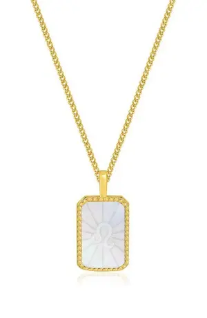 LA MENO Zodiac Double Sided Pendant Necklace - Gold Leo