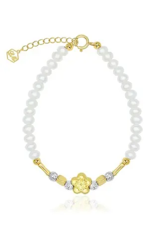 LA MENO Golden Cherry Blossom Charm Bracelet - White /gold