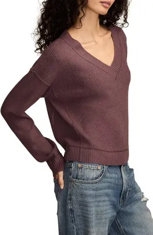 Lucky Brand Waffle Knit V-neck Pullover