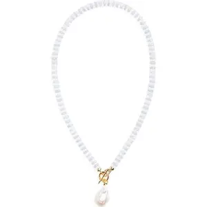 LIZZIE FORTUNATO Pearl Isle Beaded Toggle Necklace - Blue