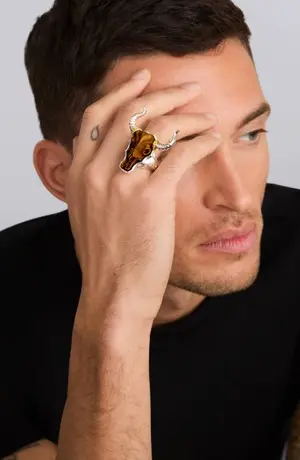 Lagos Longhorn Signet Ring - Tigers Eye