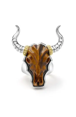 Lagos Longhorn Signet Ring - Tigers Eye