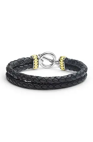Lagos Anthem Double Leather Bracelet - Black