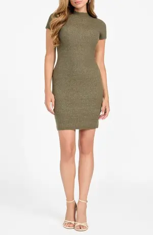 Guess Ribbed Sweater Dress - Medium Olive