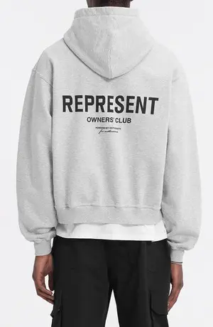 REPRESENT Owners' Club Script Graphic Zip Hoodie - Ash Grey