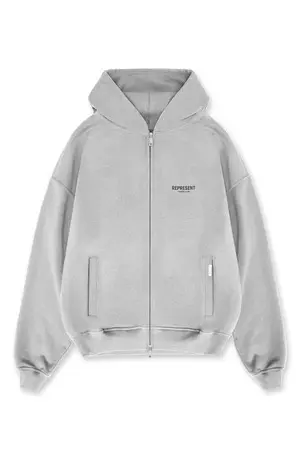 REPRESENT Owners' Club Script Graphic Zip Hoodie - Ash Grey