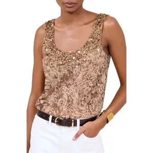 LIPSY Sequin Animal Print Top