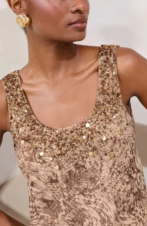 LIPSY Sequin Animal Print Top