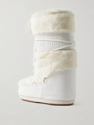 Moon Boot Icon Plush And Leather-like Snow Boots - White