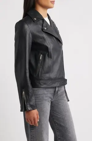 Sam Edelman Leather Moto Jacket - Black