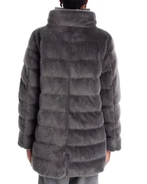 Herno A-line Faux Fur Coat - Gray