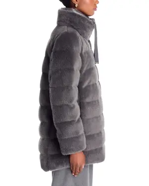 Herno A-line Faux Fur Coat - Gray