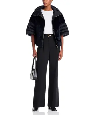 Herno Satin Short Sleeve Faux Fur Jacket