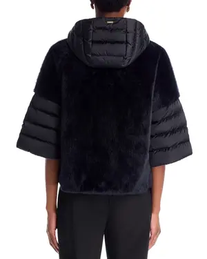 Herno Satin Short Sleeve Faux Fur Jacket
