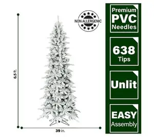 FRASER HILL FARM 6.5' Slim Mountain Pine Flocked Tree