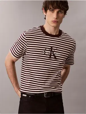 Calvin Klein Monogram Stripe Relaxed T-shirt - Moroccan Brown