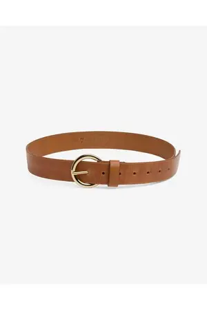 7 For All Mankind Italian Leather Belt With Round Buckle - Natural